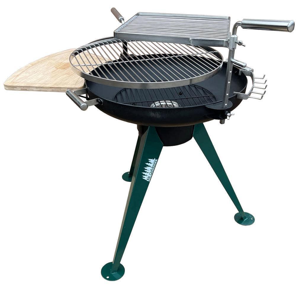 Portable Heavy Duty Charcoal Grill in Black and Green with Built-in ...